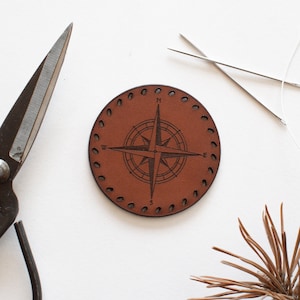 Leather Patch COMPASS for Adventurers, Ready to Sew to Customize a ...