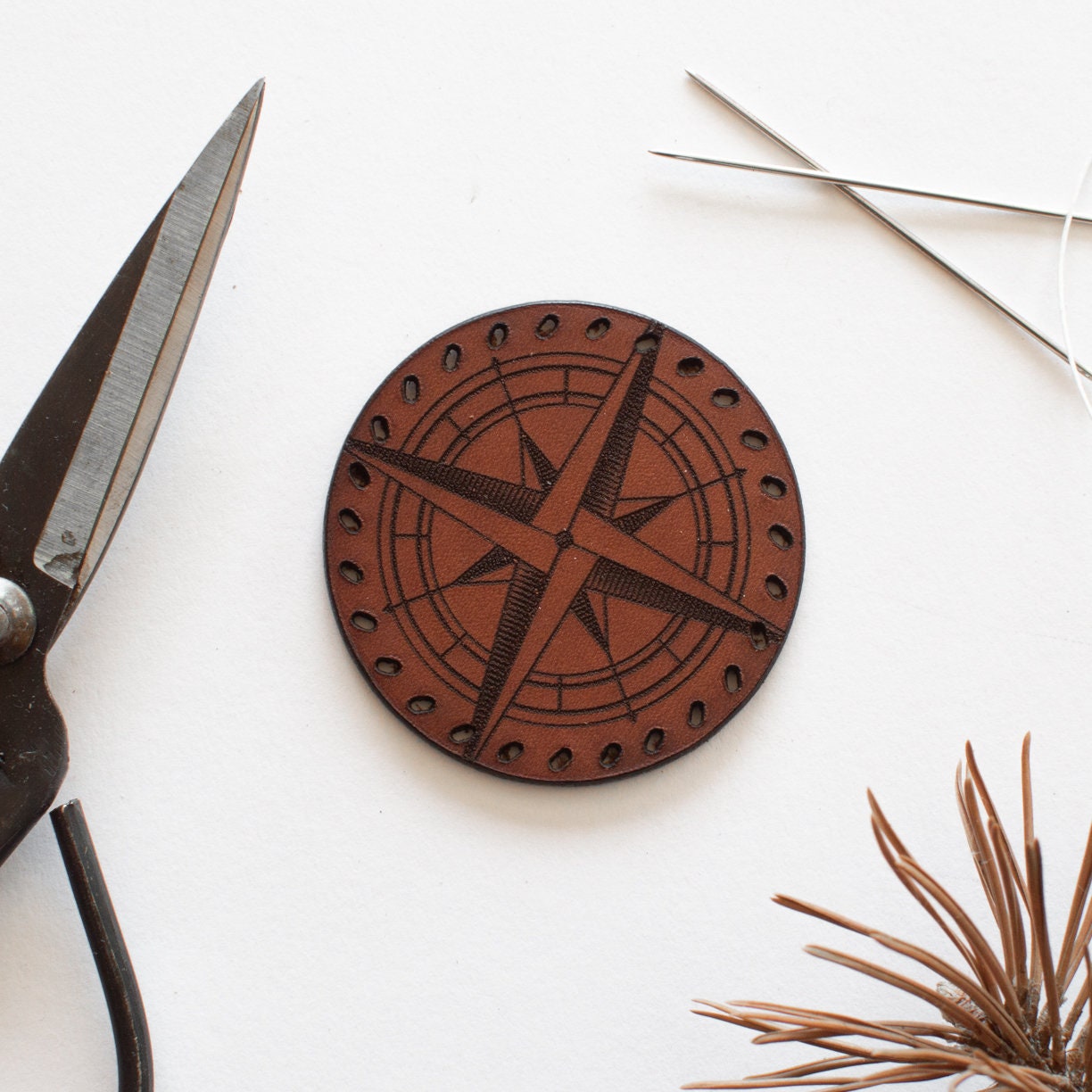 Leather patch EXPLORER with compass for adventurers patches | Etsy