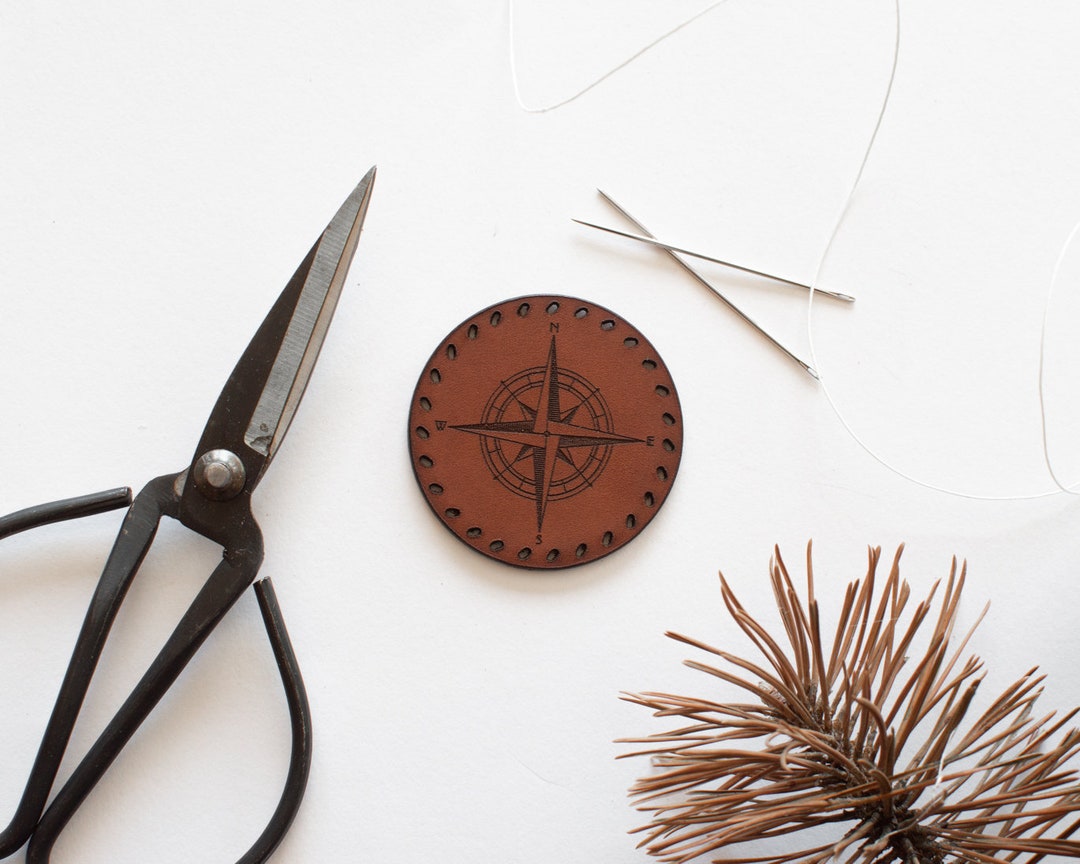 Leather Patch COMPASS for Adventurers, Ready to Sew to Customize a ...