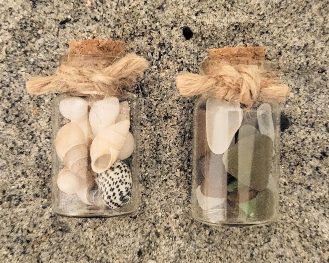 Mini Shell and Sea Glass Bottles - Etsy