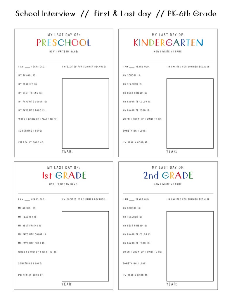 All About Me! Back to School Kids Interview - Digital Download - Etsy