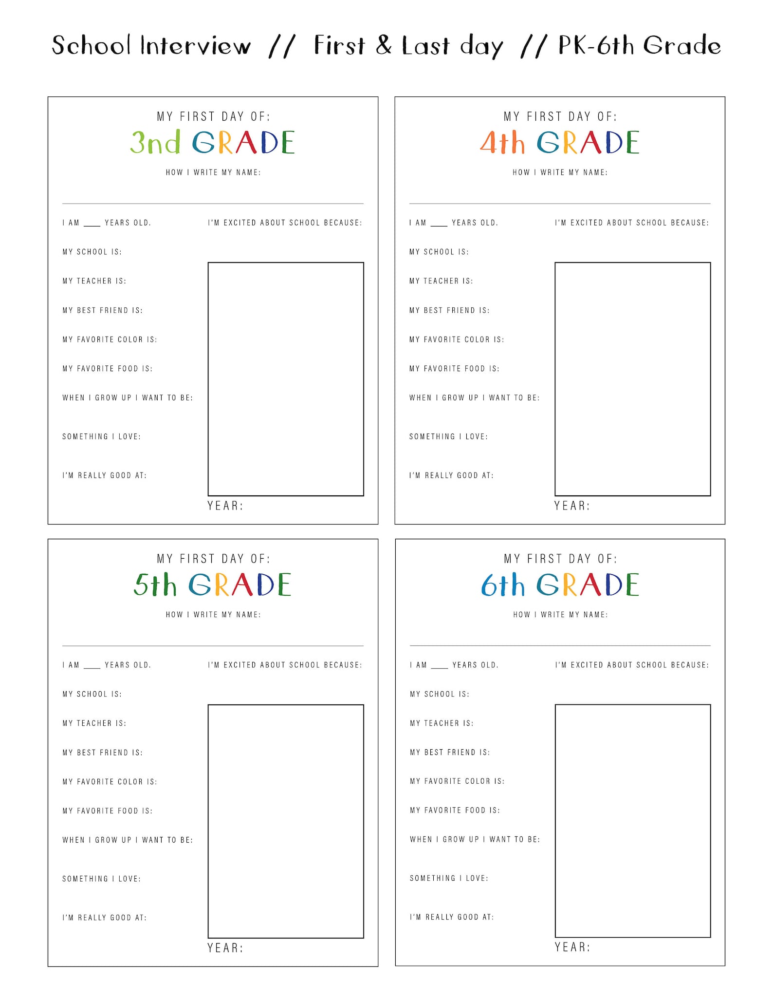 All About Me! Back to School Kids Interview - Digital Download - Etsy