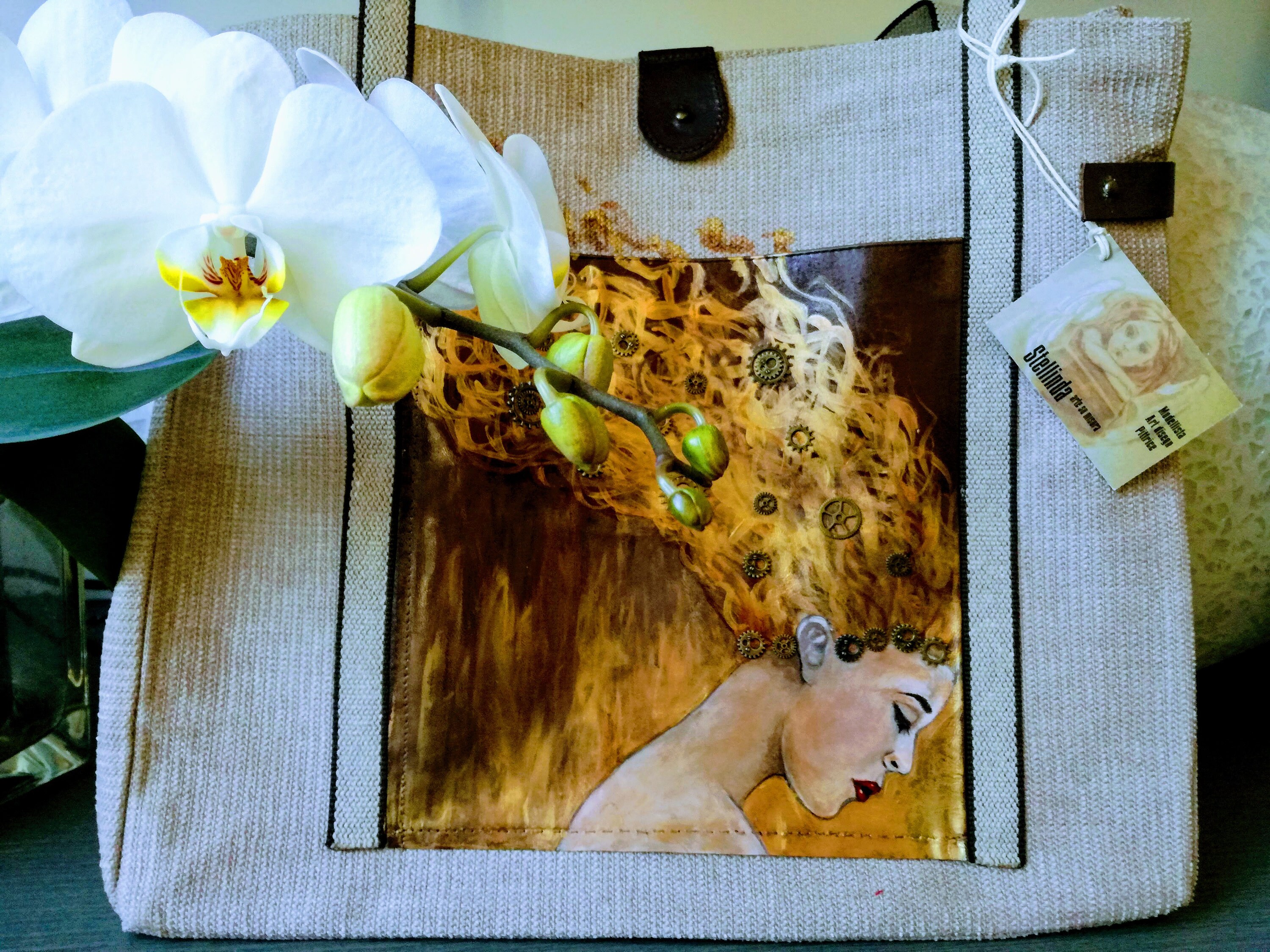 Hand-painted and Handmade Bag. Time, Painted on Skin. Hand Painted ...