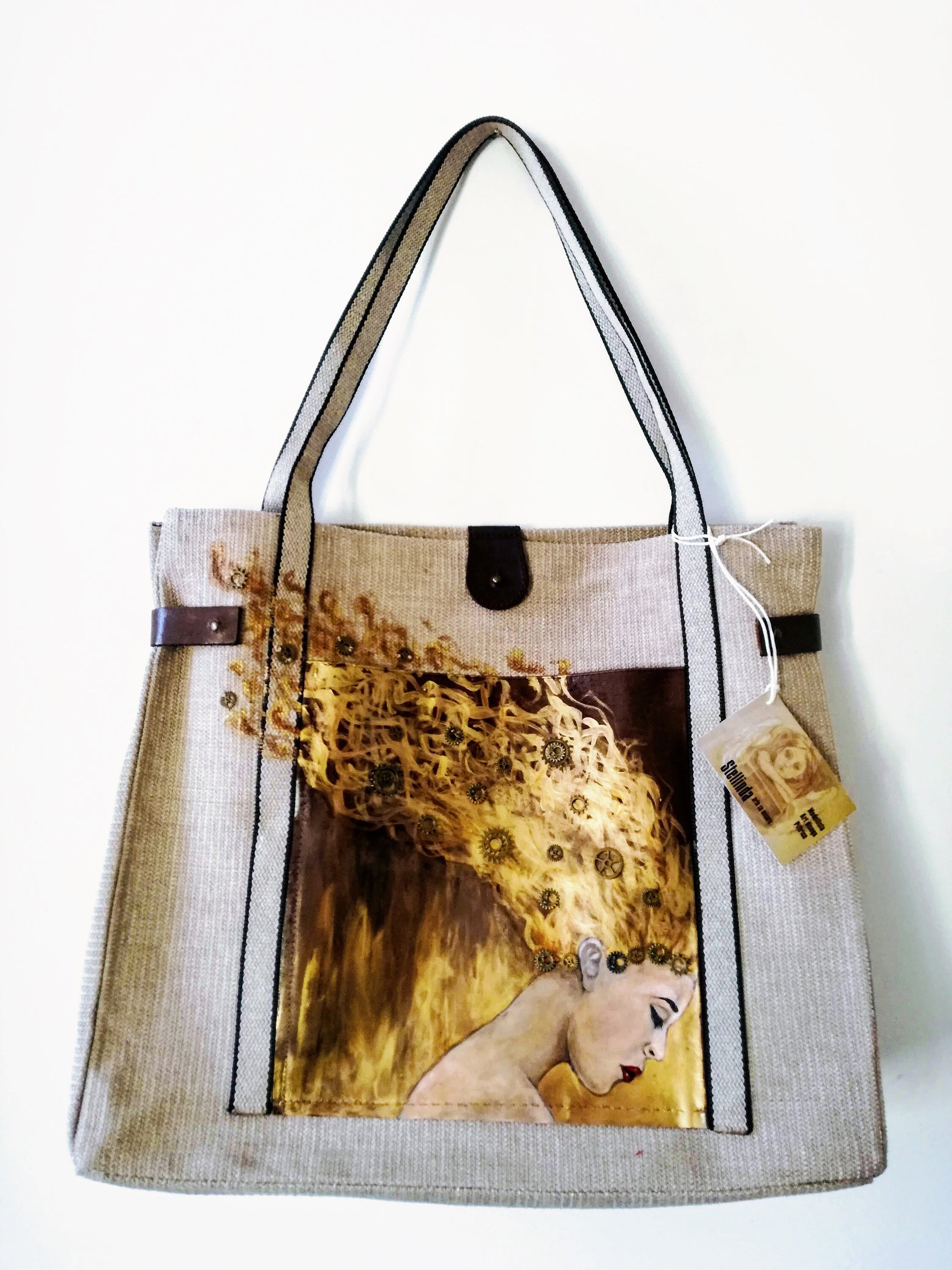 Hand-painted and Handmade Bag. Time, Painted on Skin. Hand Painted ...