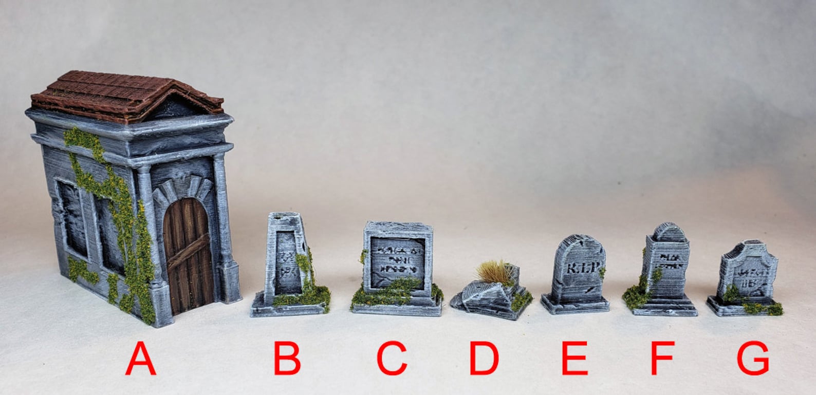 Graveyard (6) Mausoleum Moss Gravestone Skull Statue Tomb / Painted ...