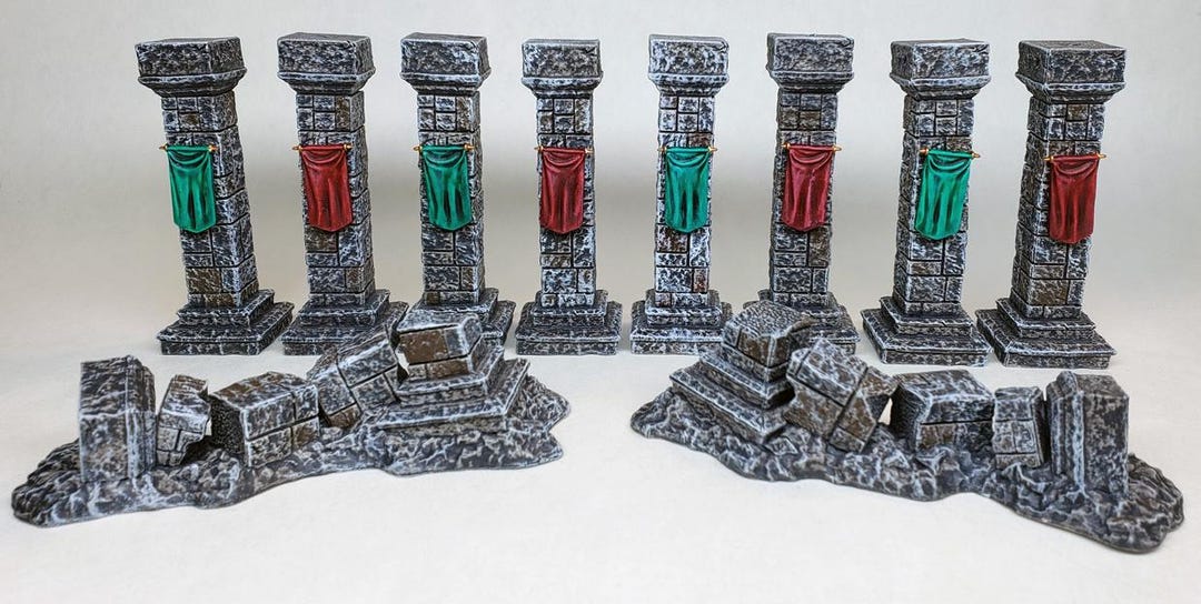 Painted Wizkids Dungeon Pillars and Ruined Columns Tabletop Terrain ...