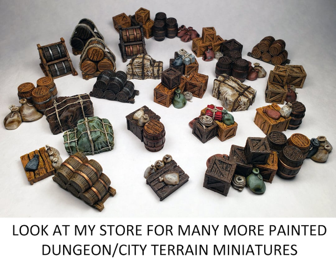 CUSTOM Painted Crates Barrels Sacks Cargo Supplies Dungeon D&D ...
