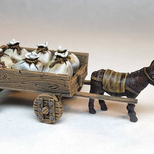Painted Wooden Cart With Mule and Cargo / Painted Miniature Dnd 5E ...