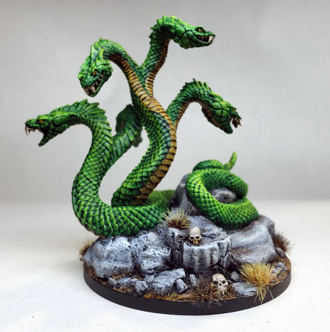 Painted 5 Headed Hydra / Reaper Bones Kickstarter Plastic Miniature D&D ...