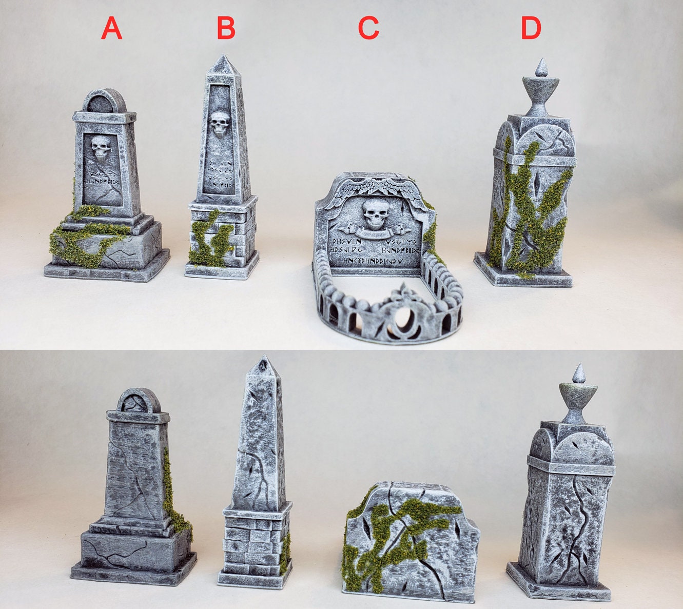 Graveyard (8) Mausoleum Tomb Moss Gravestone Skull Statue / Painted ...