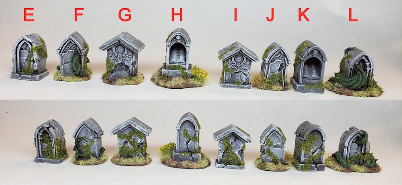 Graveyard (8) Mausoleum Tomb Moss Gravestone Skull Statue / Painted ...