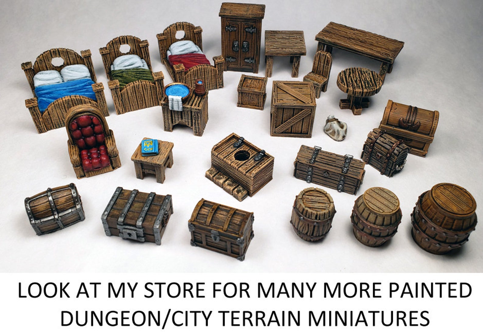 Dungeon Furniture Chests Crates Beds Barrels Altars / Painted Tiny ...