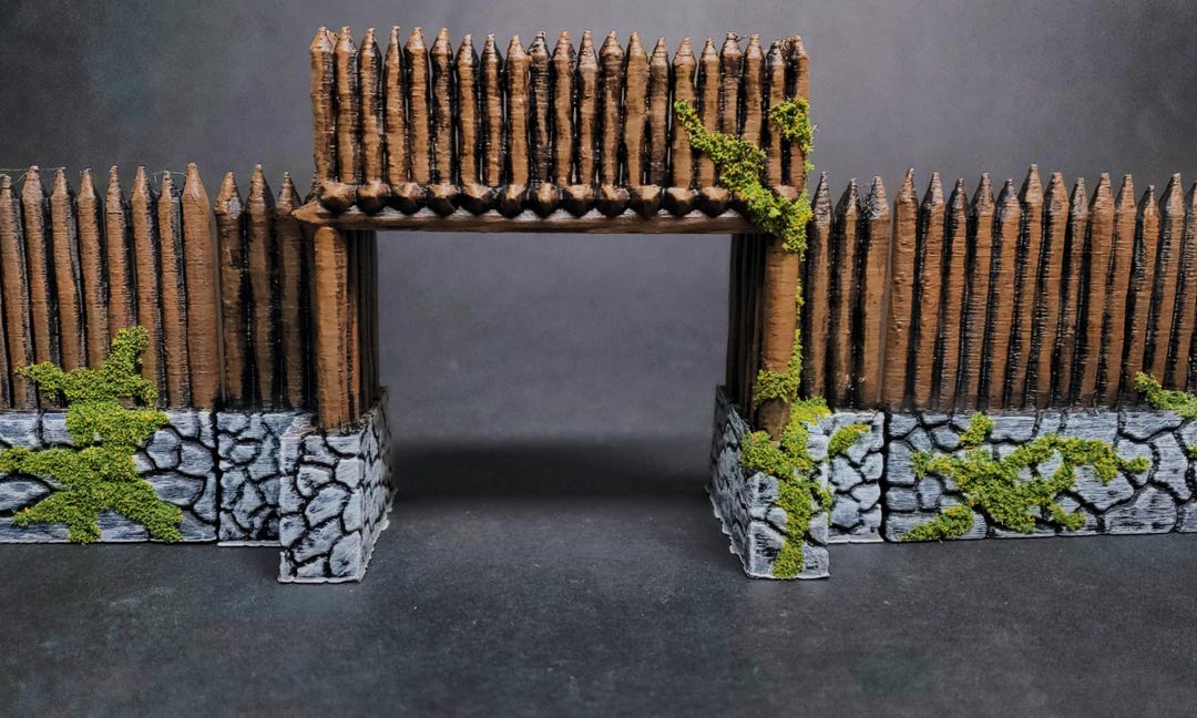 Painted Palisade Stone and Wood Viking Wall Stockade Dungeon D&D ...