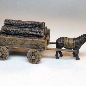 Painted Wooden Cart With Mule and Cargo / Painted Miniature Dnd 5E ...