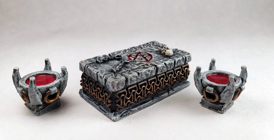 Sacrificial Altar and 2 Ornate Stone Blood Bowls / Painted | Etsy