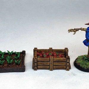 Painted Farm Planted Crop Vegetables Peasant Scarecrow Crates Resin ...