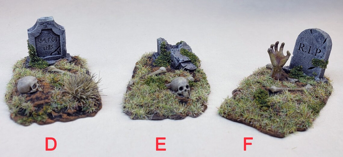Fresh Graves and Coffins Gravestone Skull Bones Tomb / Painted Terrain ...