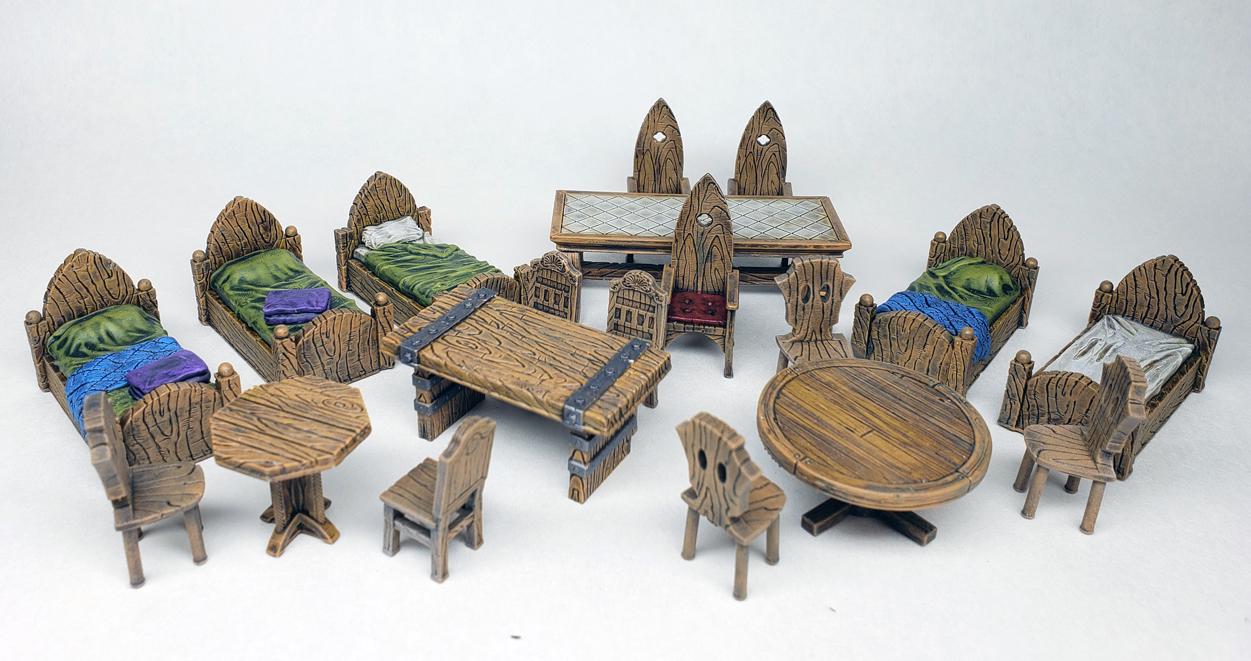 Dungeon Furniture Tables Chairs Beds Throne / Painted Tabletop Tiny ...