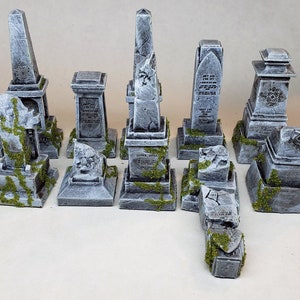 Graveyard (6) Mausoleum Moss Gravestone Skull Statue Tomb / Painted ...