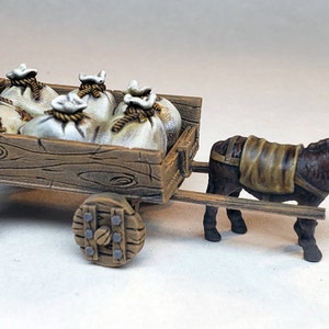 Painted Wooden Cart With Mule and Cargo / Painted Miniature Dnd 5E ...