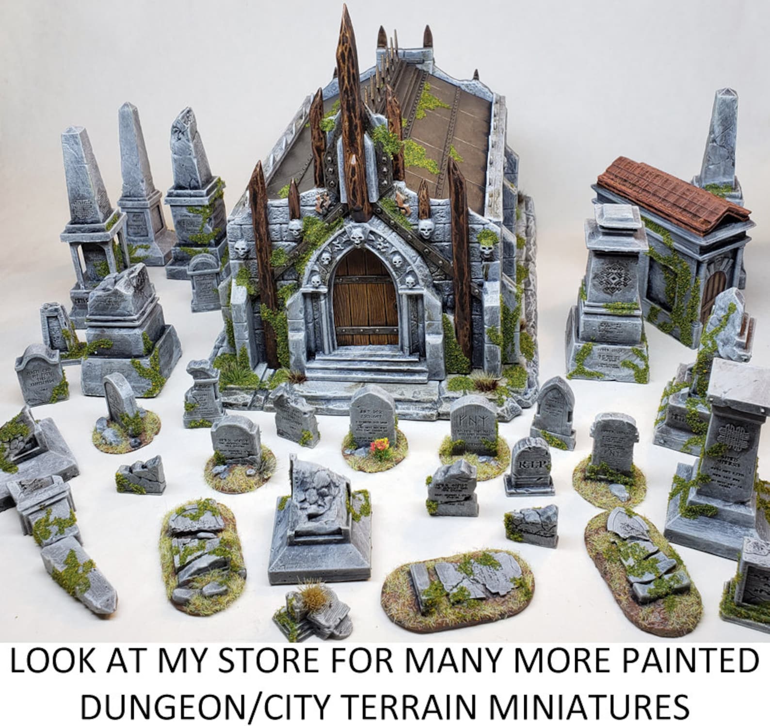 Graveyard 6 Mausoleum Moss Gravestone Skull Statue Tomb / - Etsy