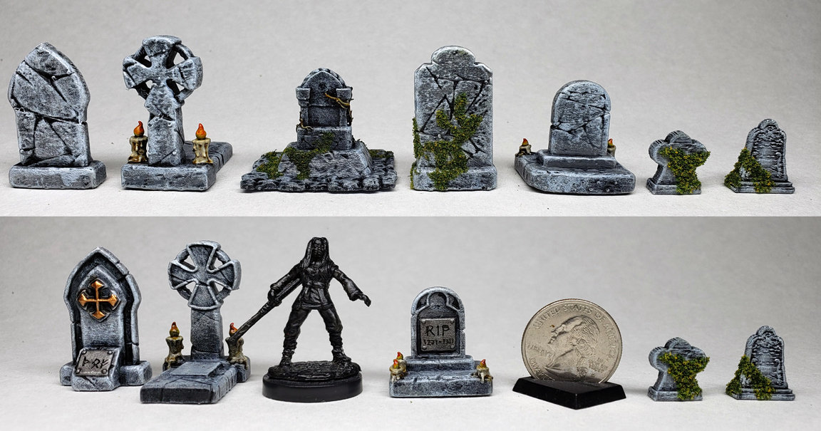 Graveyard (5) Mausoleum Moss Gravestone Skull Statue Tomb / Painted ...