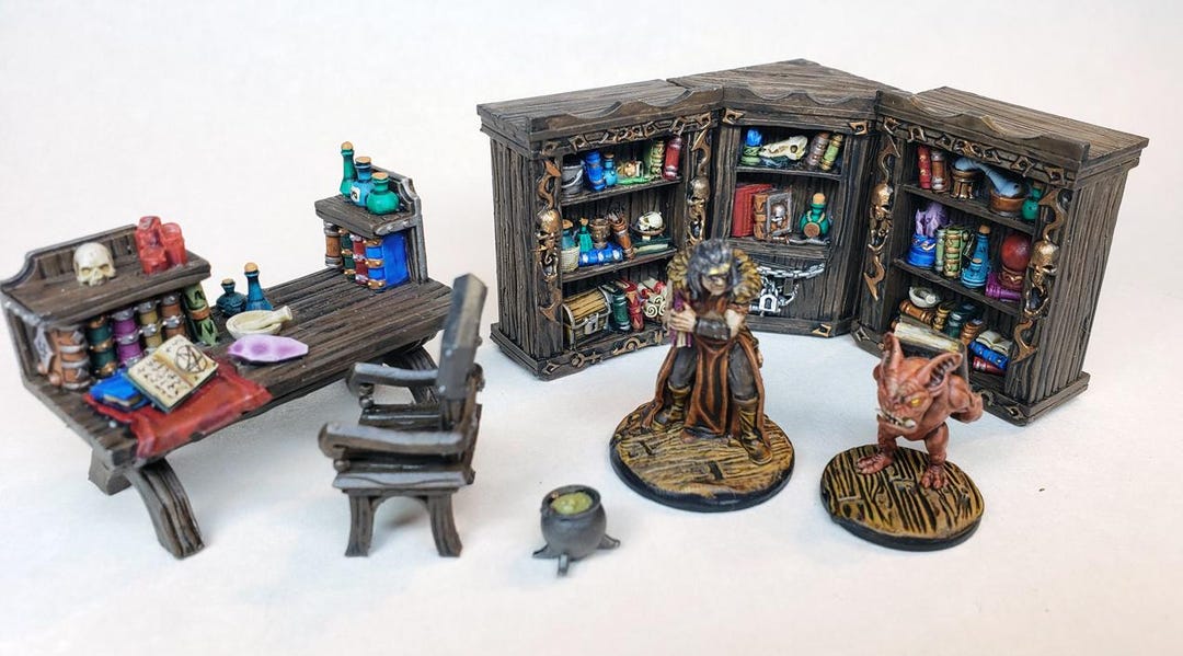 Painted Dark Magister's Corner Resin Furniture / Wargame Tabletop Tiny ...