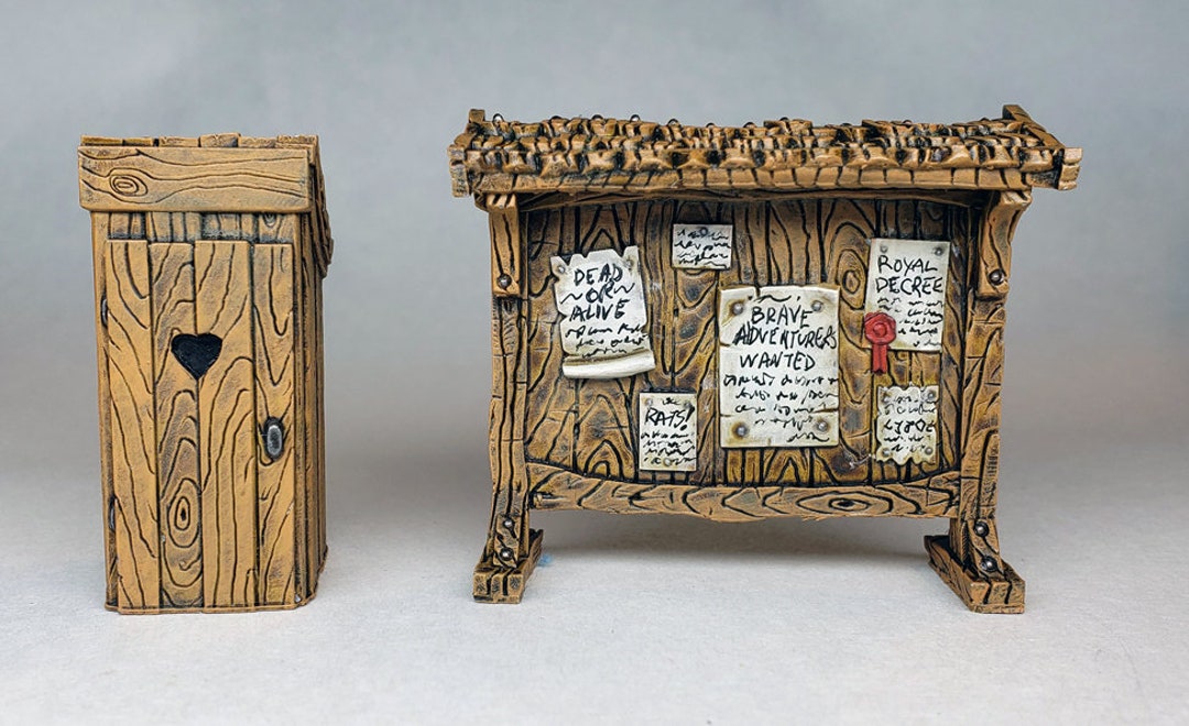 Painted Miniature Bounty Board and Outhouse Village City Terrain ...
