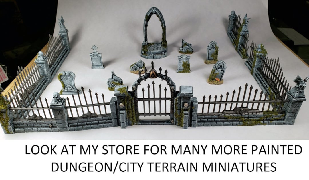 Graveyard (3) Terrain Fence Gate Tombstones Angel Tomb Grave Coffin ...