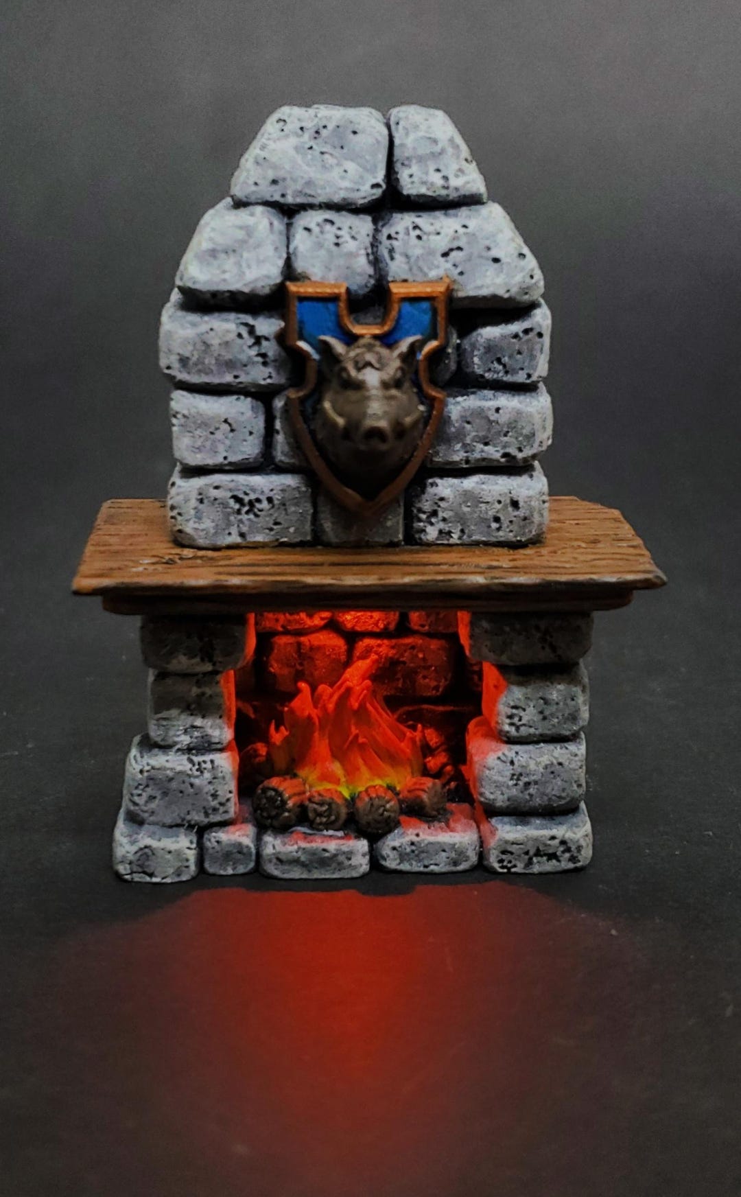 LED Painted Fireplace With Boar's Head Trophy Dungeon City Terrain ...