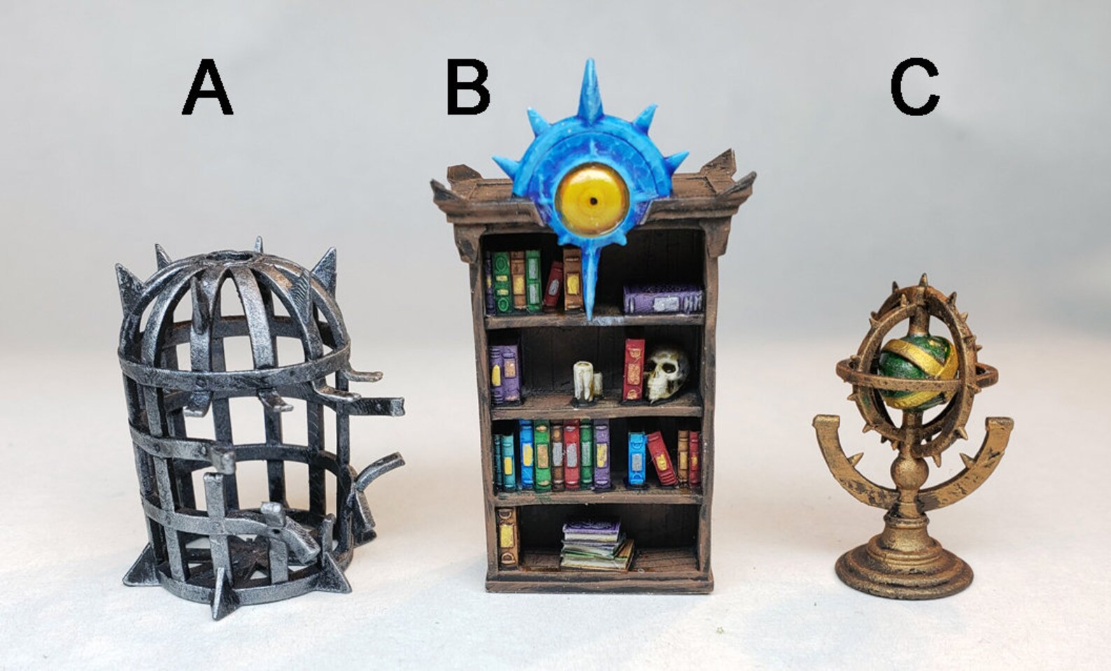 Painted Wizard Furniture Library Shelf Table Orb Cage Throne Miniature ...