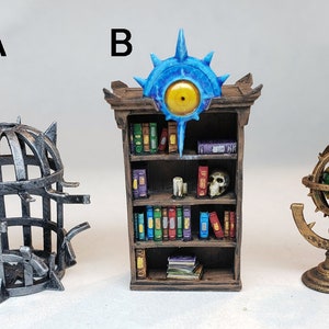 Painted Wizard Furniture Library Shelf Table Orb Cage Throne Miniature ...