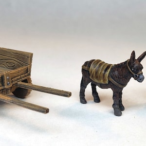 Painted Wooden Cart With Mule and Cargo / Painted Miniature Dnd 5E ...