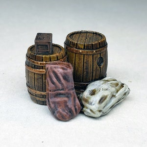 Painted Crates Barrels and Sacks, Scatter Cargo Supplies Dungeon D&D 5E ...