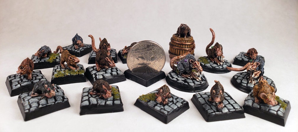 Giant Dire Rats vermin / painted metal miniature / Citadel DnD | Etsy