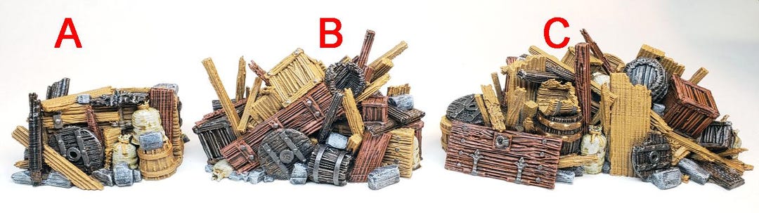 Painted Street Riot Barricades and Cart Dungeon D&D 5E Furniture 3d ...