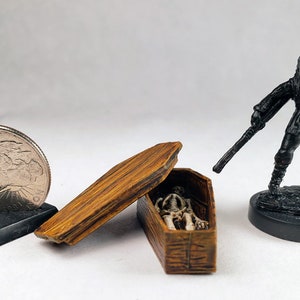 Coffin With Corpse, Skeletal Remains / Painted Terrain Miniature / Dnd ...