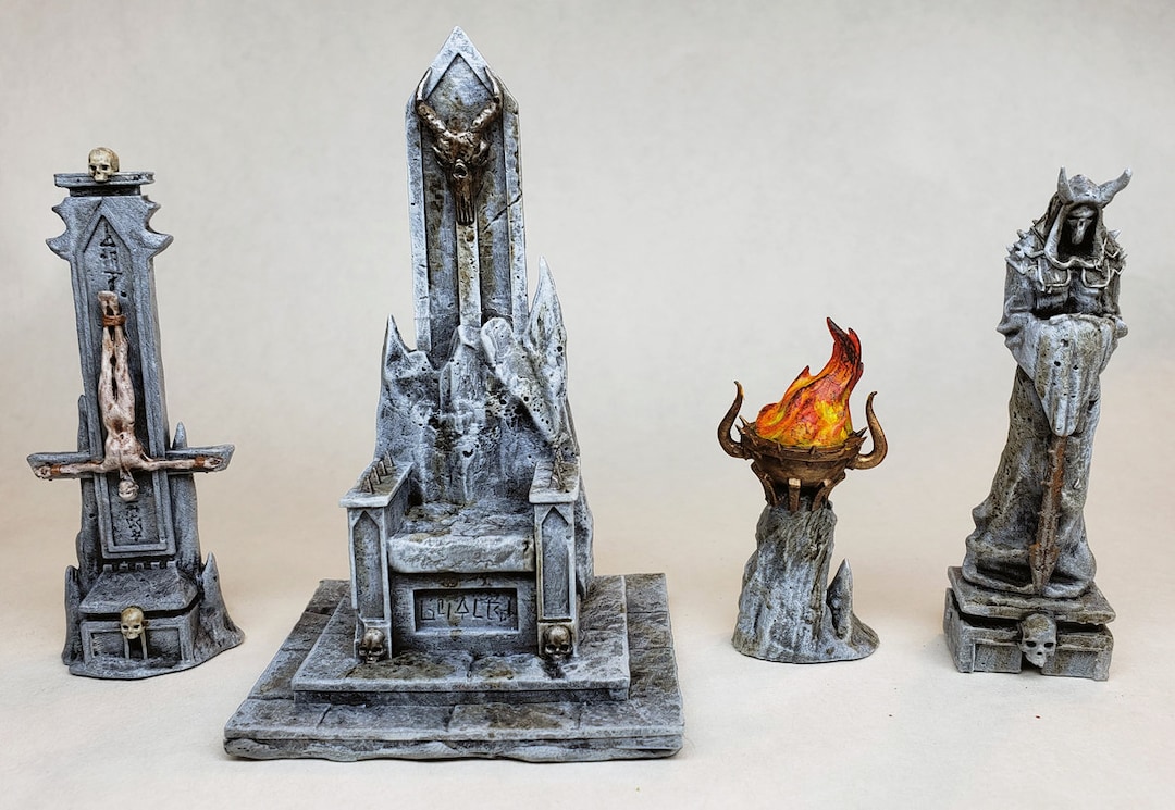 Painted Hellscape Statue, Devil Throne and Bonfire Terrain Resin Light ...