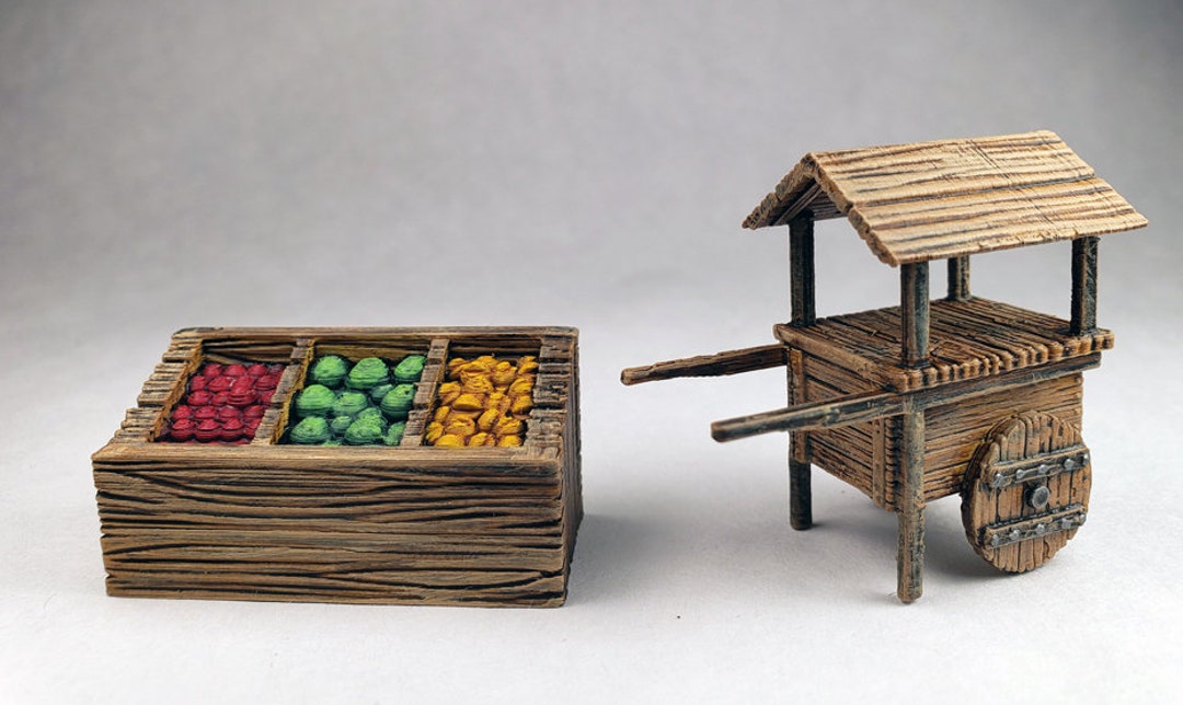 Painted Merchant Fruit Stand and Cart / Dungeon Furniture Terrain / 3d ...