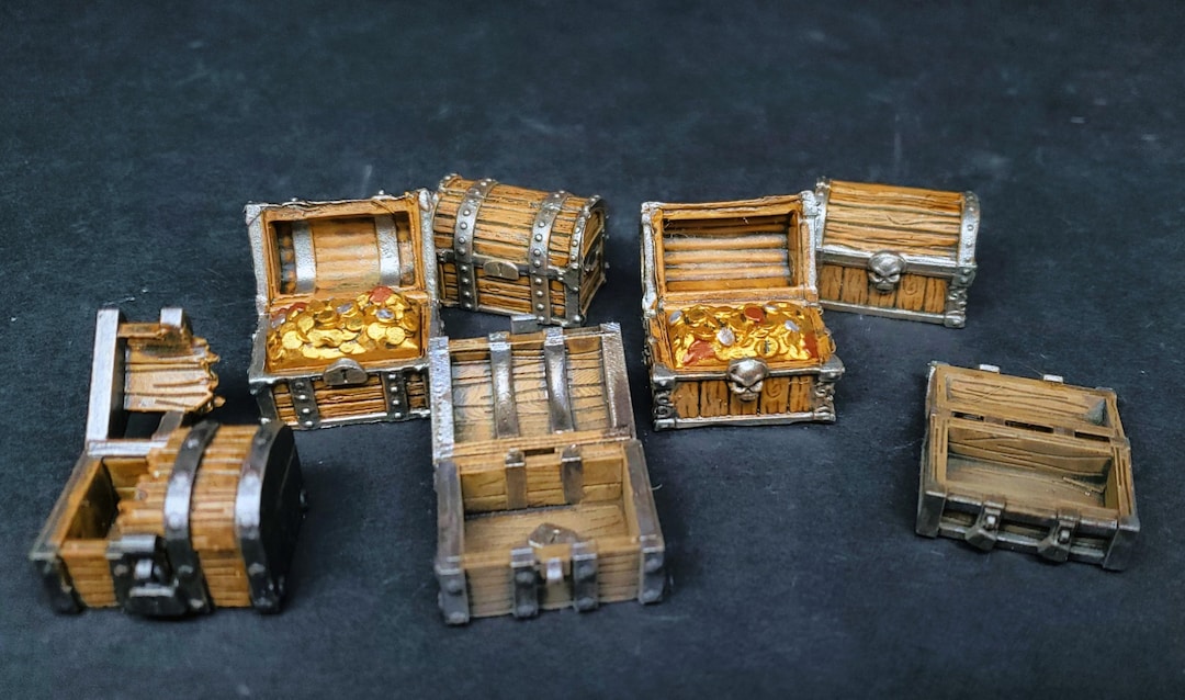 Painted Treasure and Broken Chests Tabletop Board Game Terrain / Reaper ...