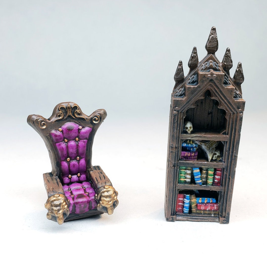 Gothic Furniture Throne Library Shelves / Painted Tiny Terrain ...