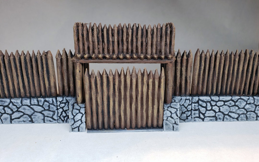 Painted Palisade Stone and Wood Viking Wall Stockade Dungeon D&D ...