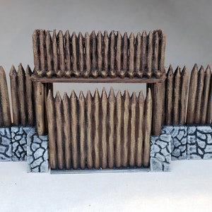 Painted Palisade Stone and Wood Viking Wall Stockade Dungeon D&D ...