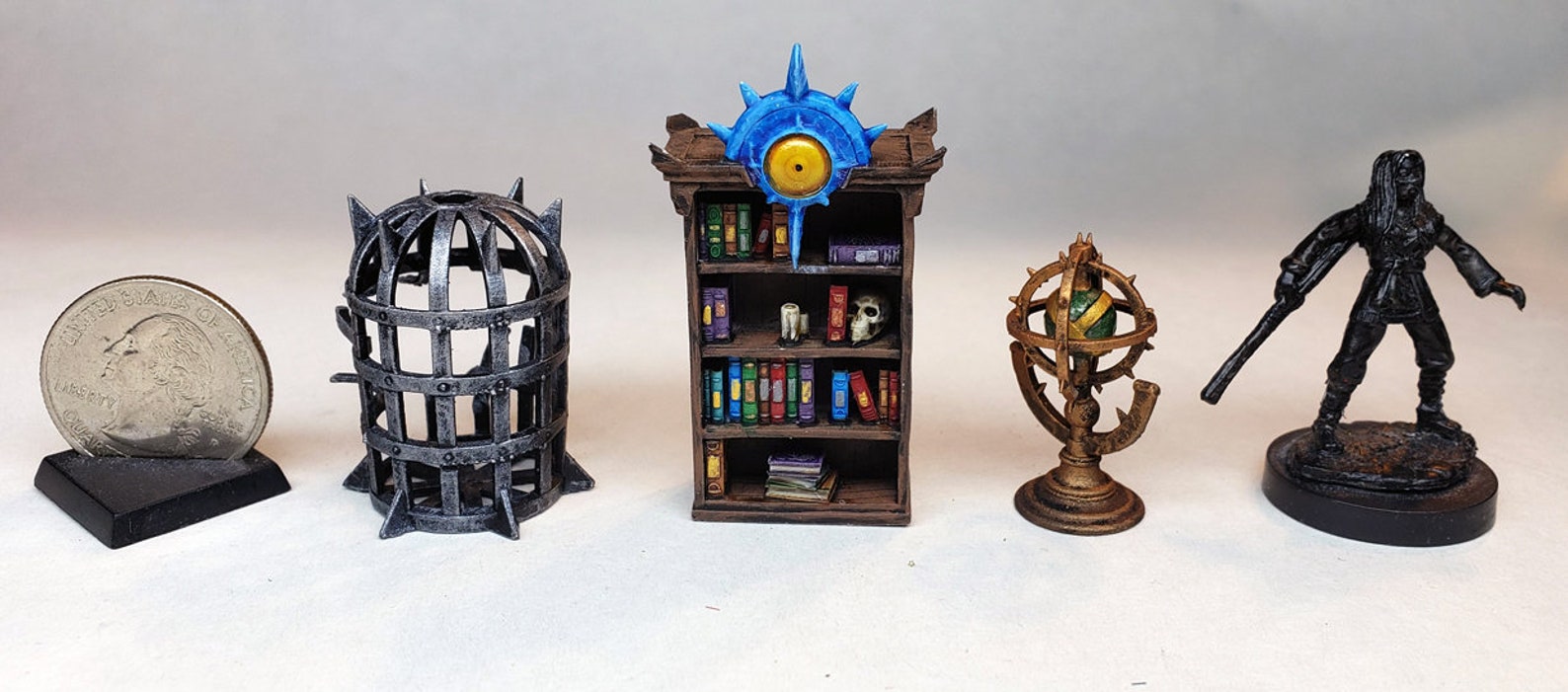 Painted Wizard Furniture Library Shelf Table Orb Cage Throne Miniature ...