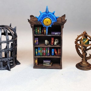 Painted Wizard Furniture Library Shelf Table Orb Cage Throne Miniature ...