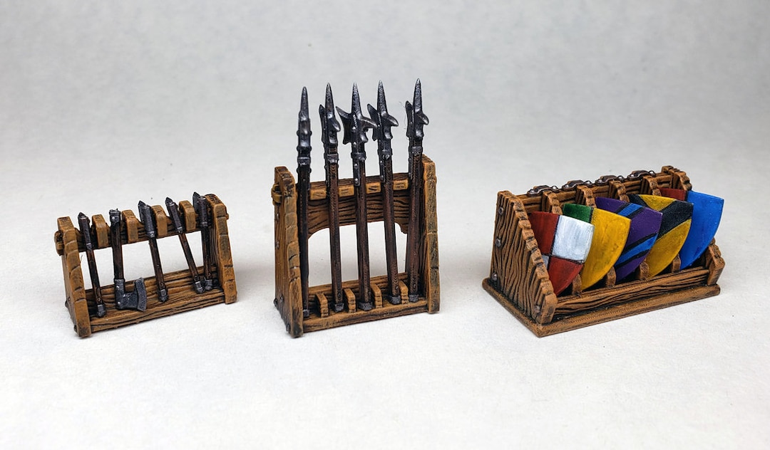 Custom Painted Weapon Racks Miniature / 3d Printed Resin Tiny Terrain ...
