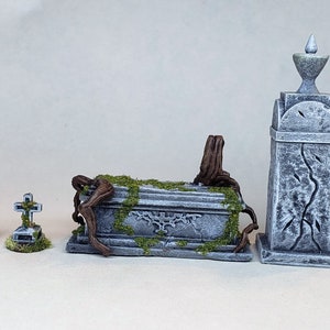 Graveyard (8) Mausoleum Tomb Moss Gravestone Skull Statue / Painted ...