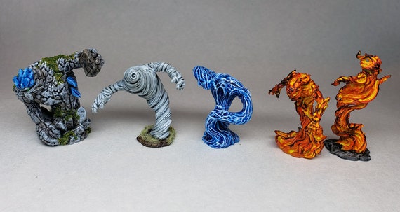 Painted Medium Elemental Earth Fire Water Air Miniature / Dnd - Etsy