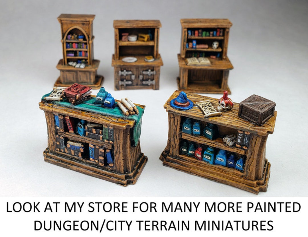 Painted Dungeon Tavern Furniture Library Shelves / Tiny Terrain ...