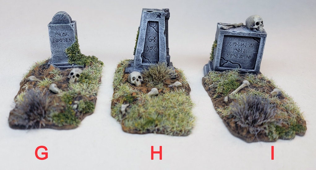 Fresh Graves and Coffins Gravestone Skull Bones Tomb / Painted Terrain ...